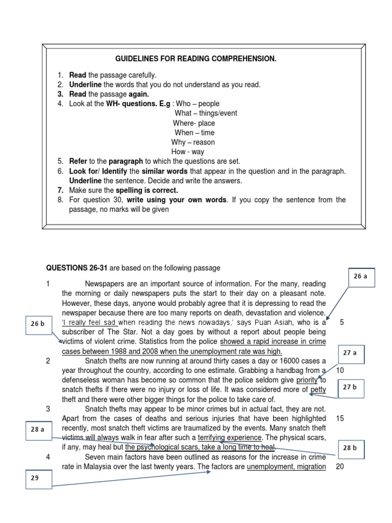 1119/2 Section C - Reading Comprehension | PDF | Theft | Crime & Violence