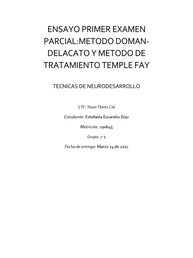 Resumen Tecnicas de Pediatria de Doman Delacato y Temple Fay | PDF ...