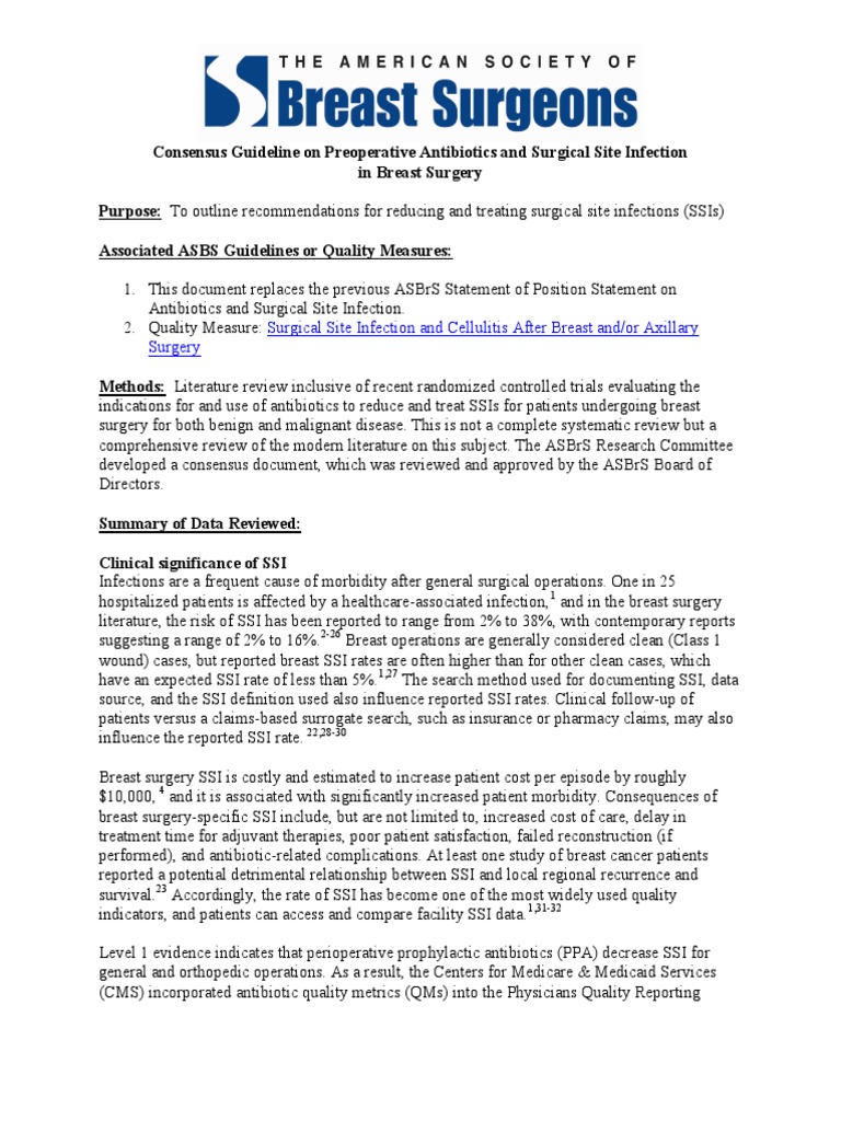 Surgical Site Infection and Cellulitis After Breast And/or Axillary ...