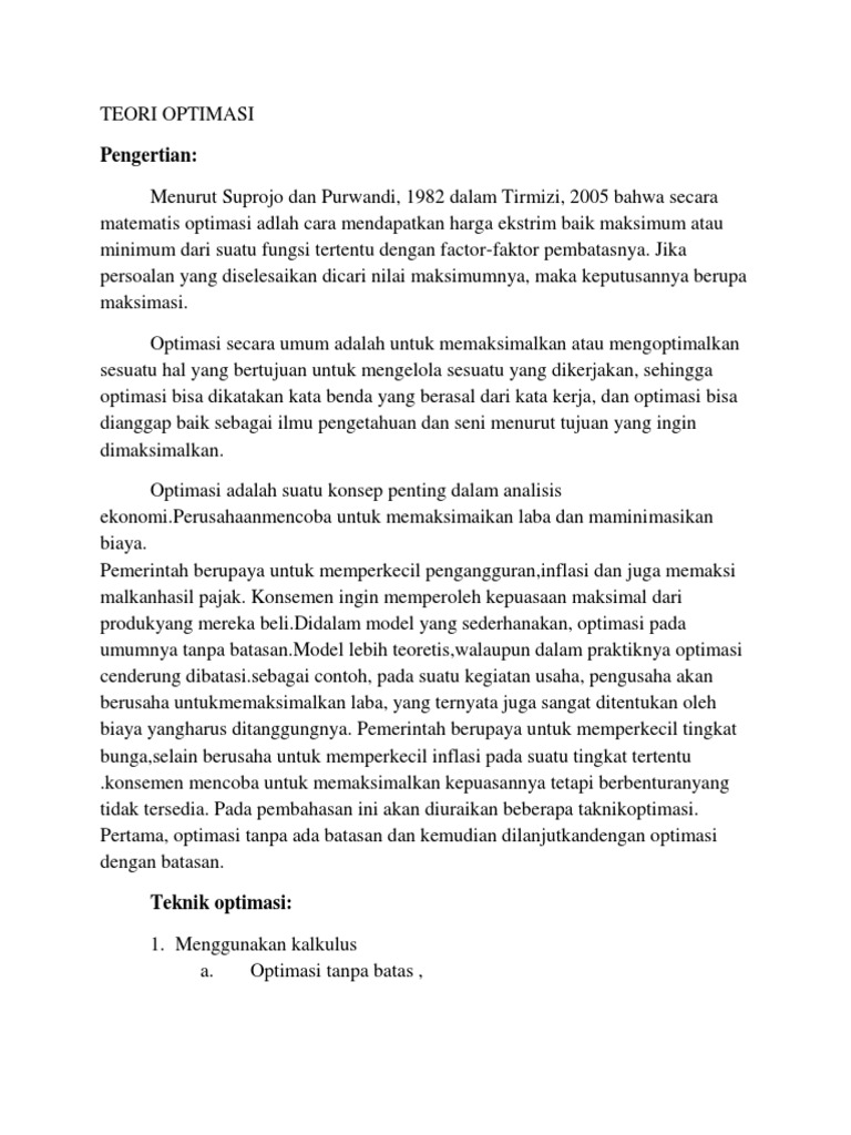 Teori Optimasi | PDF