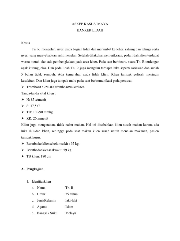 Askep Kasus CA Lidah | PDF