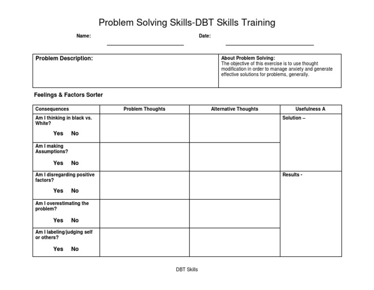 Problem Solving Skills - DBT Skills Training | PDF | Psychological ...