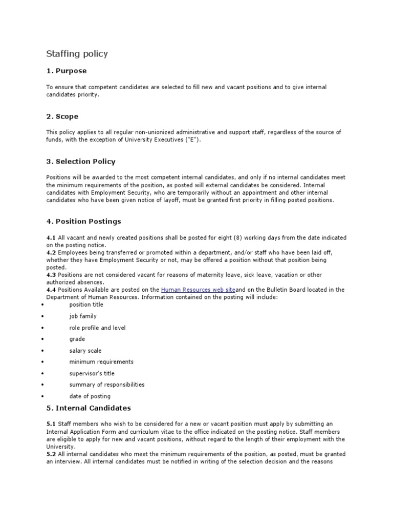 Stafing Policy | PDF | Employment | Human Resources