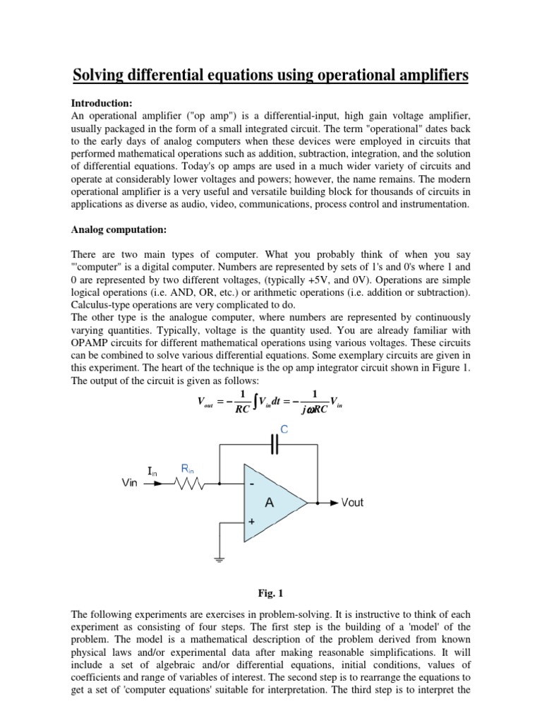 Solving Differential Equations with Op Amps | PDF | Amplifier ...