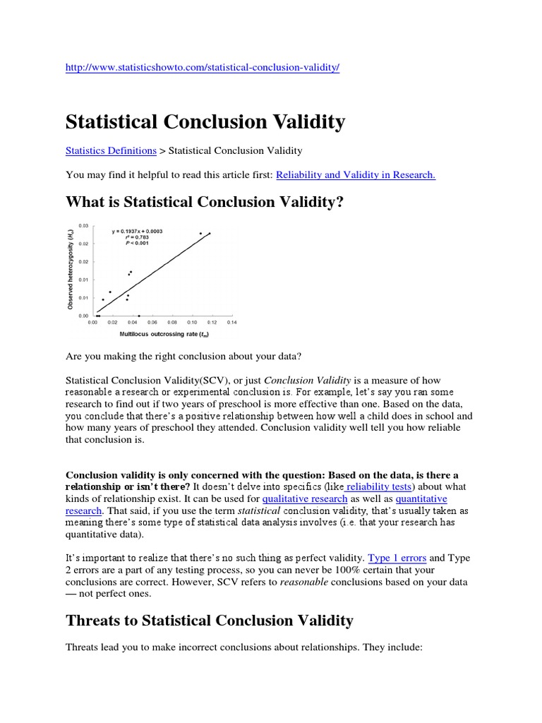 Statistical Conclusion Validity | PDF | Validity (Statistics) | Statistics