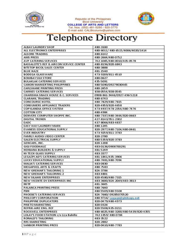 Telephone Directory | PDF | Telephony | Business