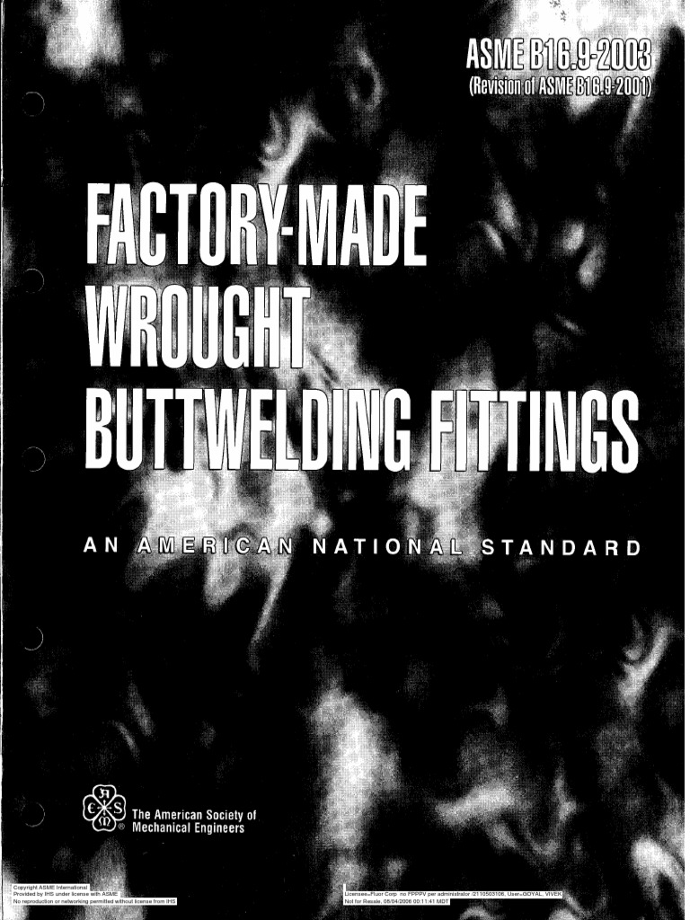 Asme B16-9 | PDF | Pipe (Fluid Conveyance) | Mechanical Engineering