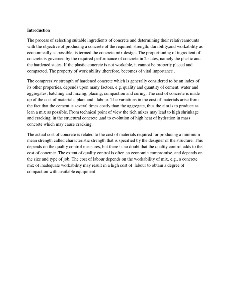 Objective of Concrete Mix Design | PDF | Concrete | Materials