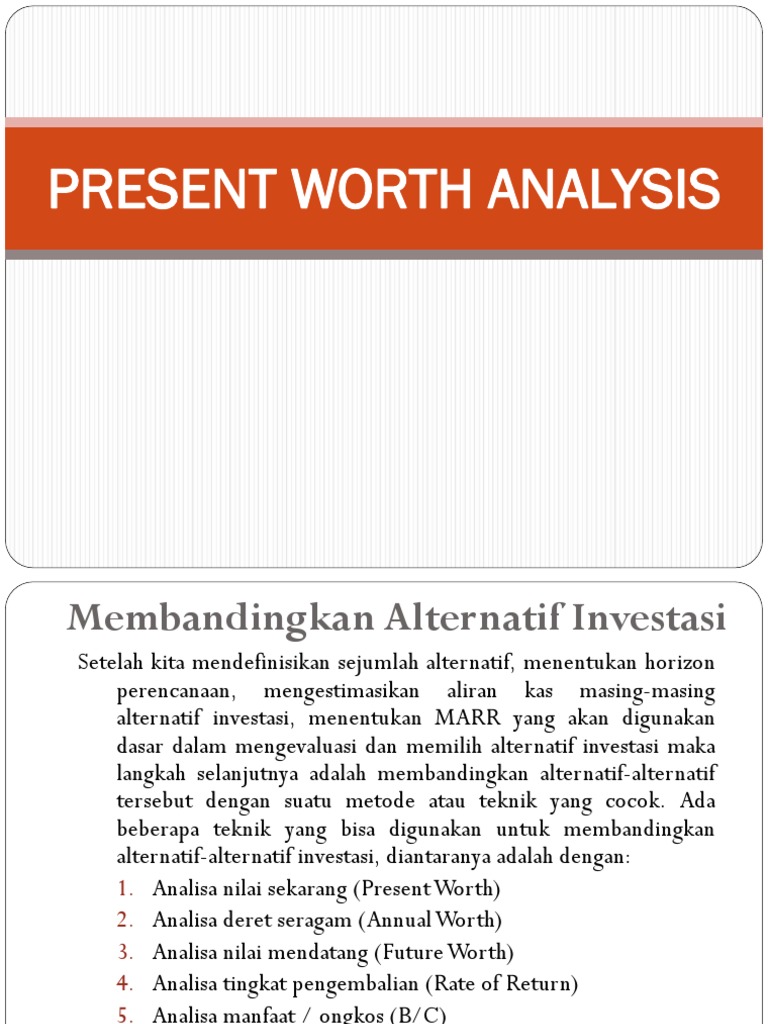 BAB 5 Present Worth Analysis | PDF | Teknologi & Rekayasa