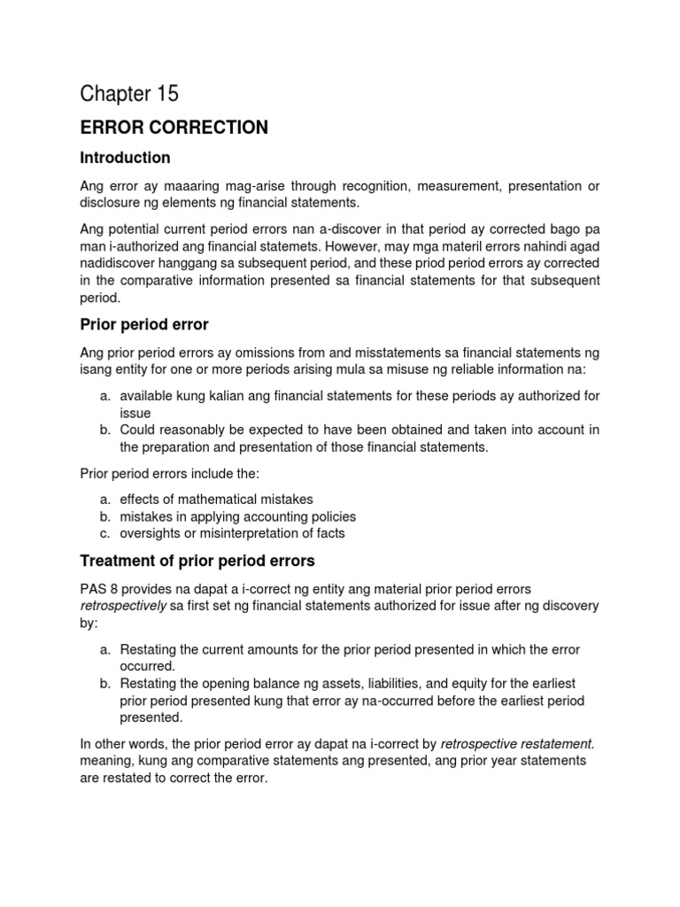 Prior Period Error Correction in Accounting | PDF | Corporate Jargon ...