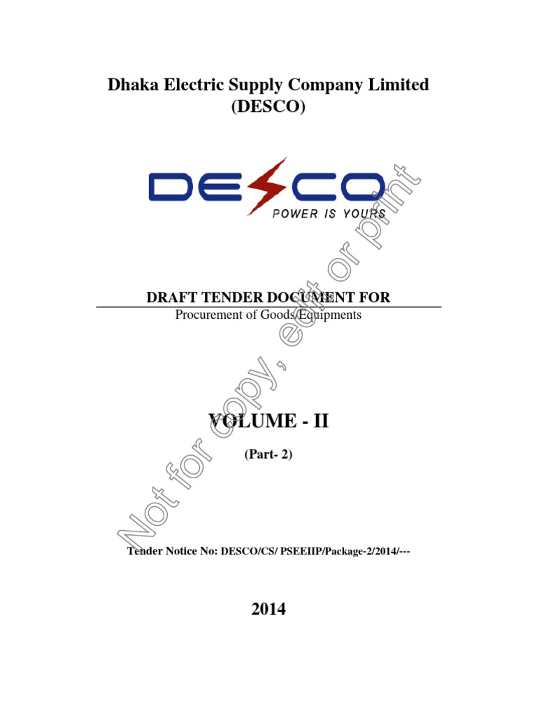DESCO Procurement Tender Document | PDF | Electrical Conductor ...