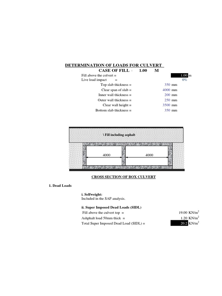 Culvert Load Calculations | PDF | Pressure | Structural Load