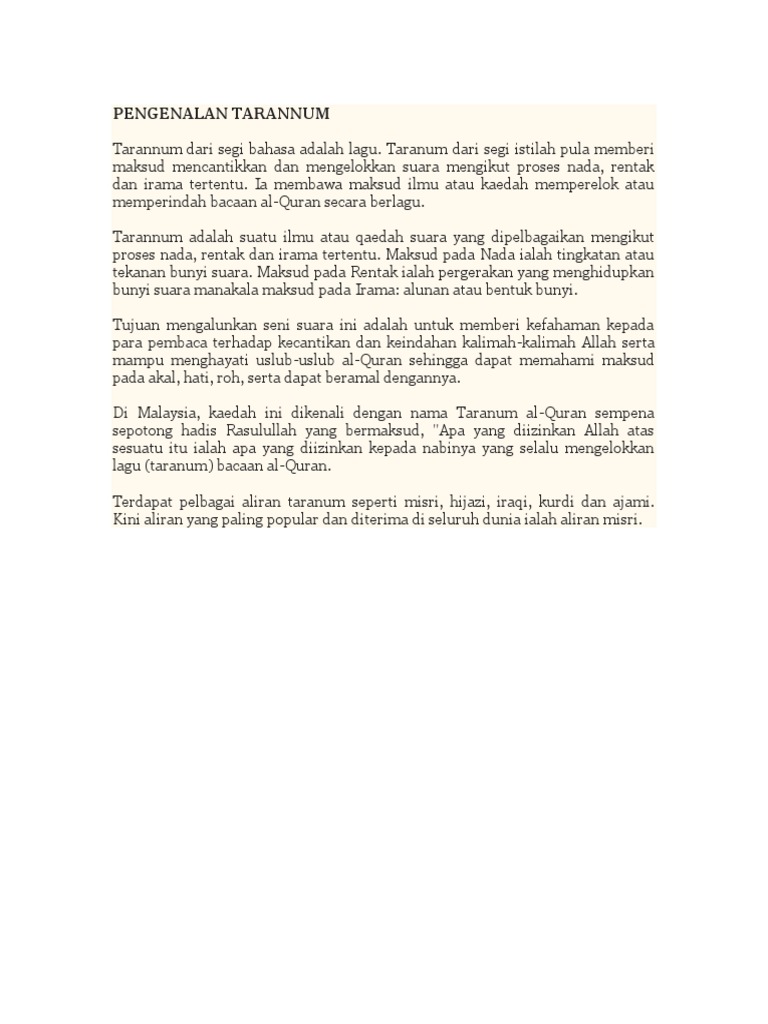 Pengenalan Tarannum | PDF