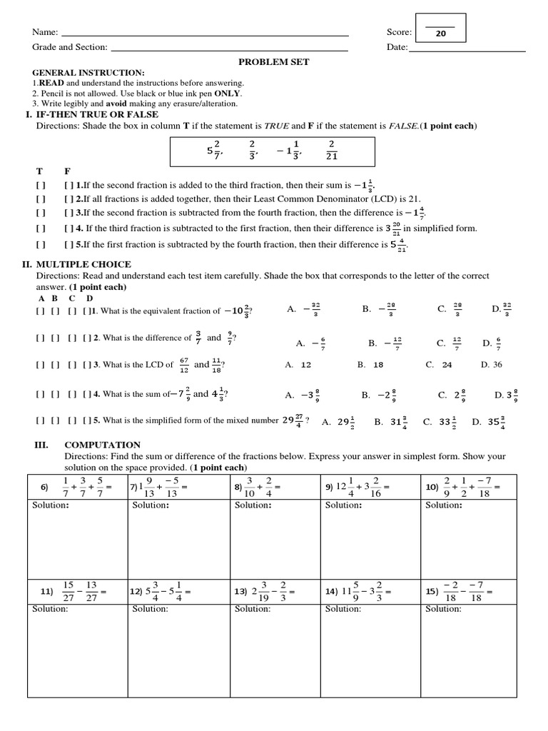 Remedial Exam | PDF | Fraction (Mathematics) | Numbers