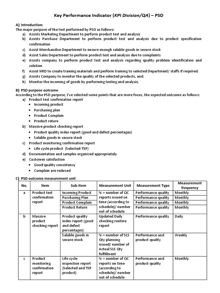Key Performance Indicator KPI-PSD | PDF | Performance Indicator ...