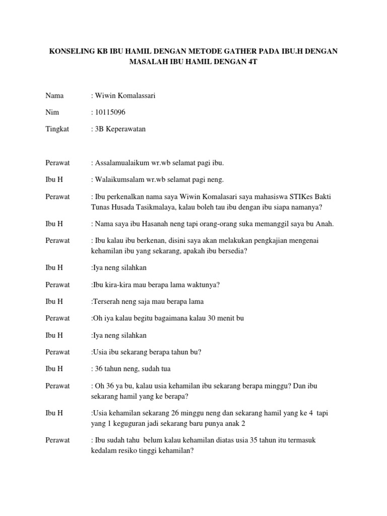 Konseling KB Ibu Hamil Dengan Metode Gather Pada Ibu Anu Iwin | PDF