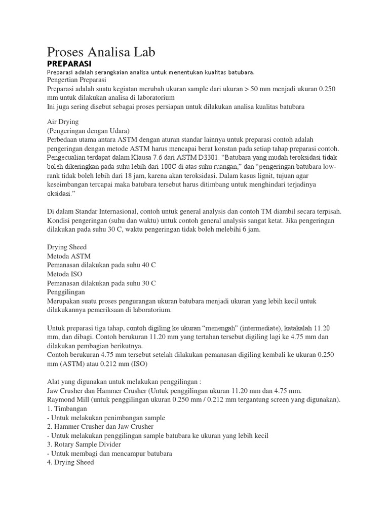 Proses Analisa Lab | PDF