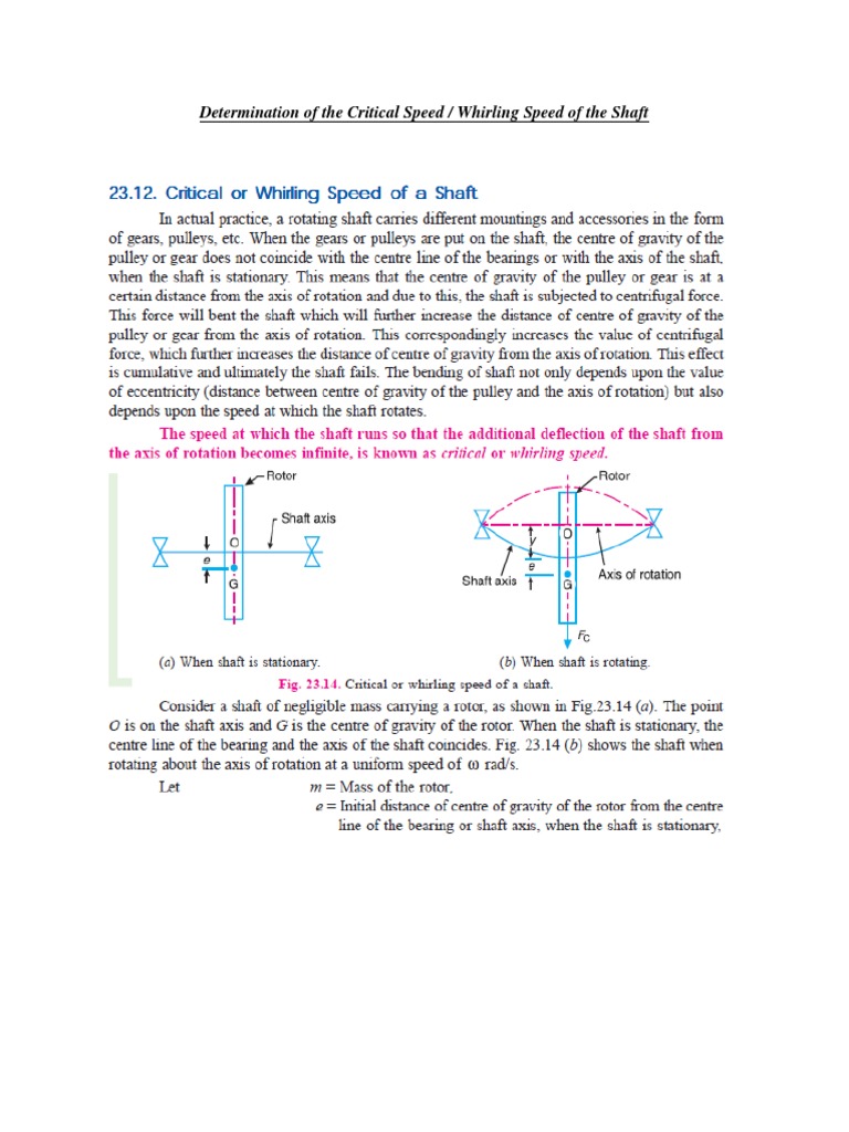 Determination of the Critical Speed