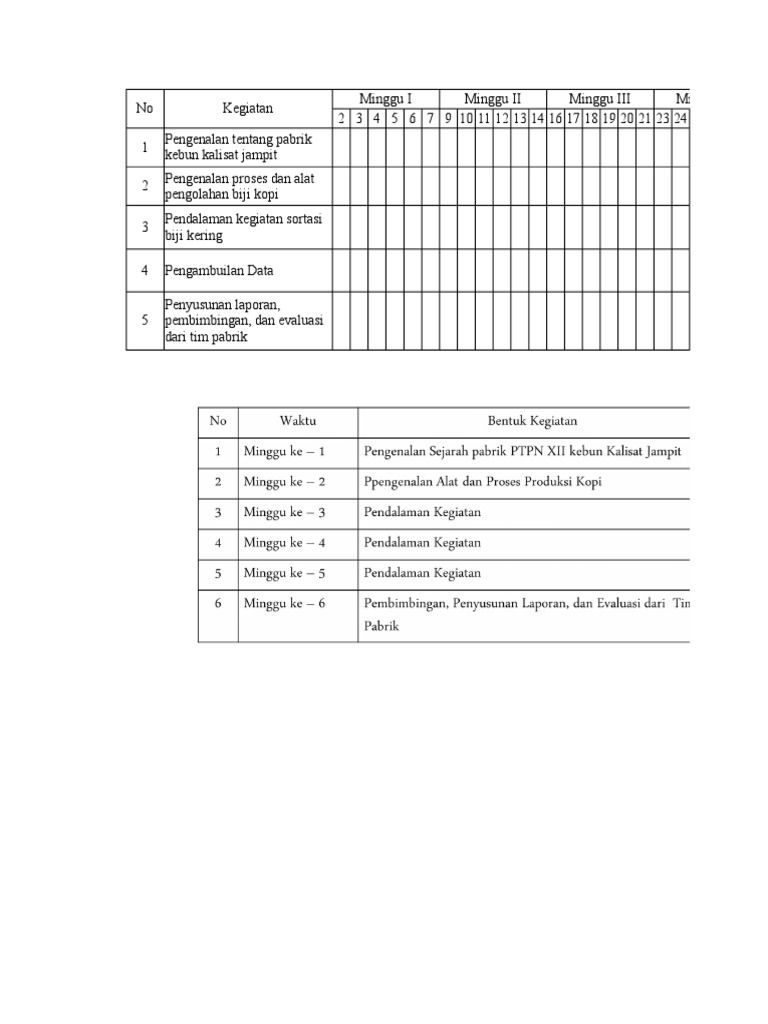 Rencana Kegiatan Magang | PDF