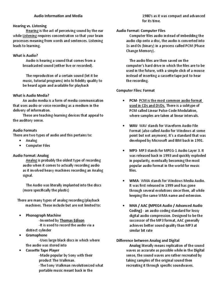 Understanding Audio Information Media | PDF | Digital Audio | Sound ...