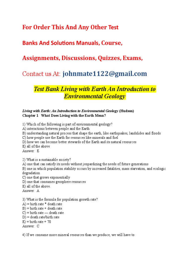 Test Bank Living in The Environment Principles Connections and ...