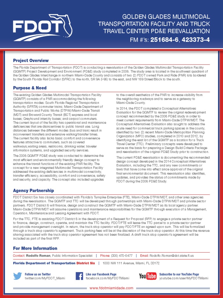 FDOT Golden Glades Fact Sheet 2016 | PDF | Public Transport | Public ...
