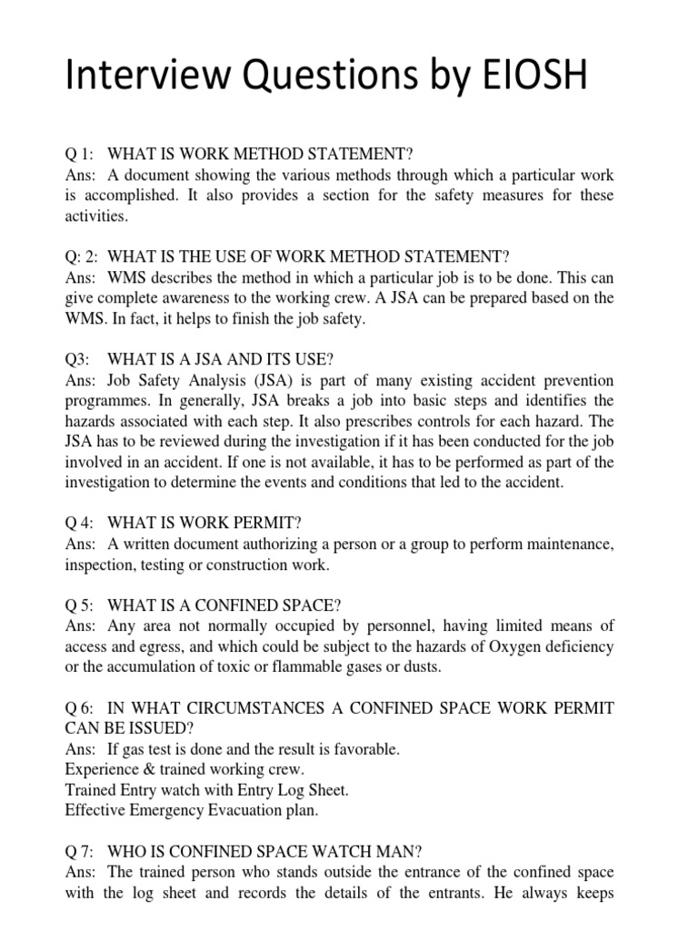 HSE Questions and Answers | PDF | Scaffolding | Occupational Safety And ...