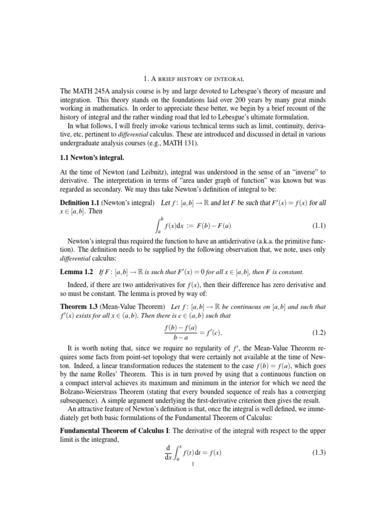 History of Integral | PDF | Lebesgue Integration | Integral