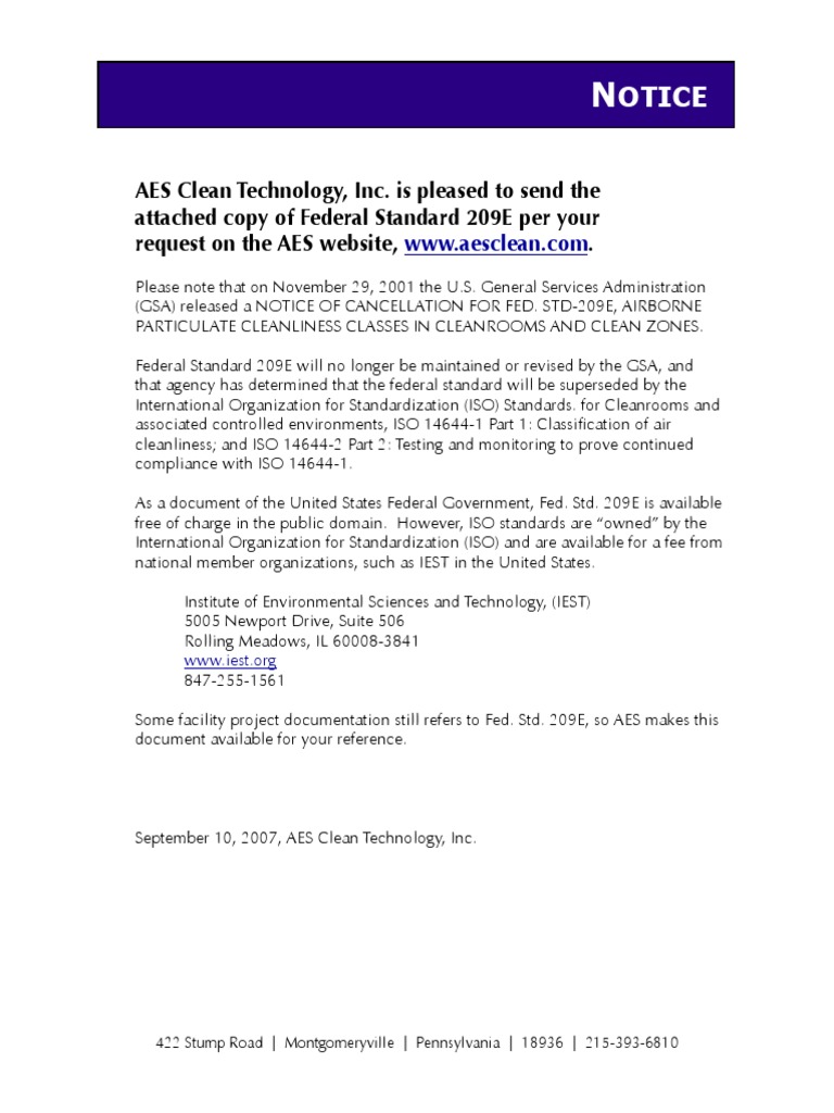Fed Std 209e.pdf | Particulates | Flow Measurement