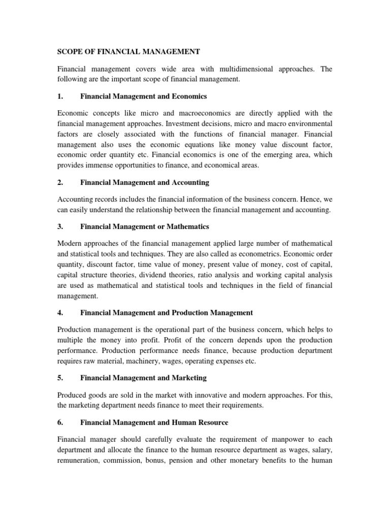 Scope of financial management and its objectives | PDF | Profit ...