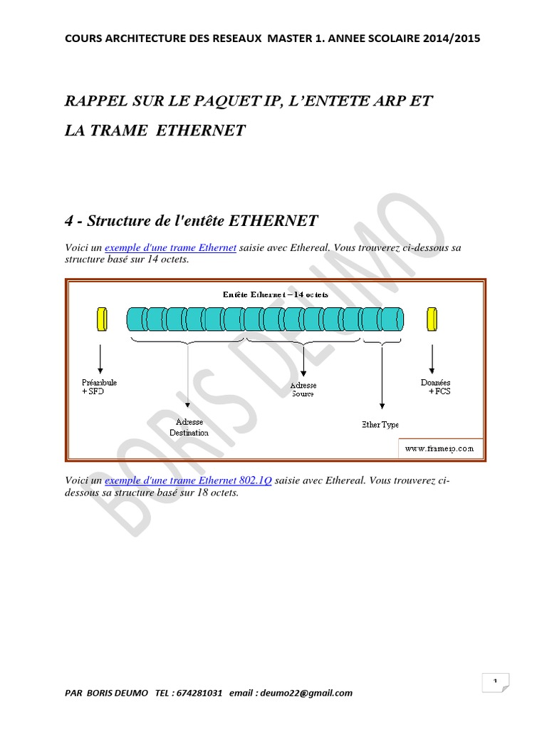 Structure des Trames Ethernet et IP | PDF | Ethernet | Protocoles Internet