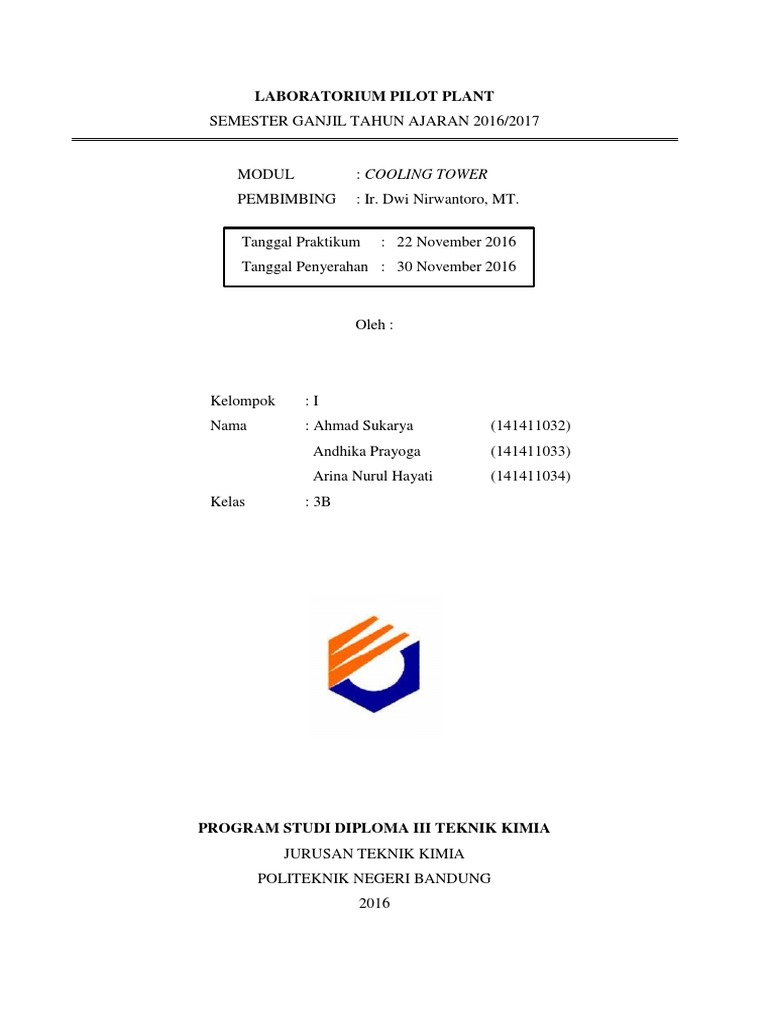 Laporan Pilot Plant - Cooling Tower | PDF