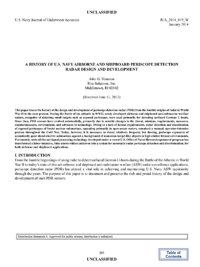 A History of U.S. Navy Airborne and Shipboard Periscope Detection | PDF ...