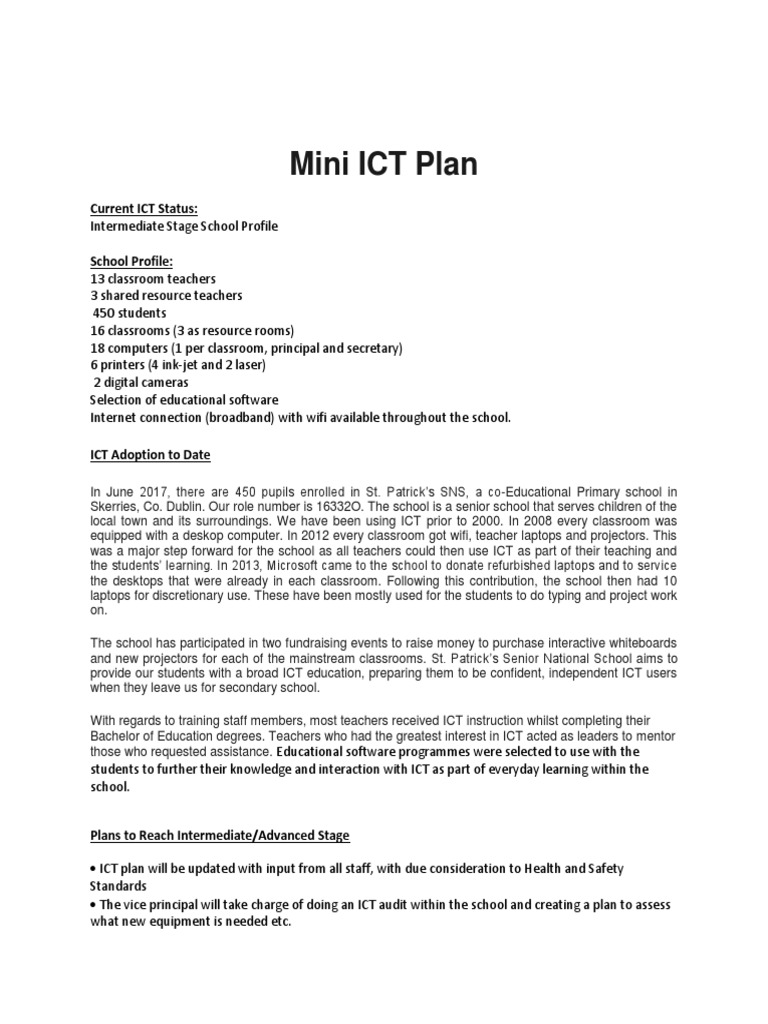 Mini ICT Plan | PDF | Educational Technology | Teachers