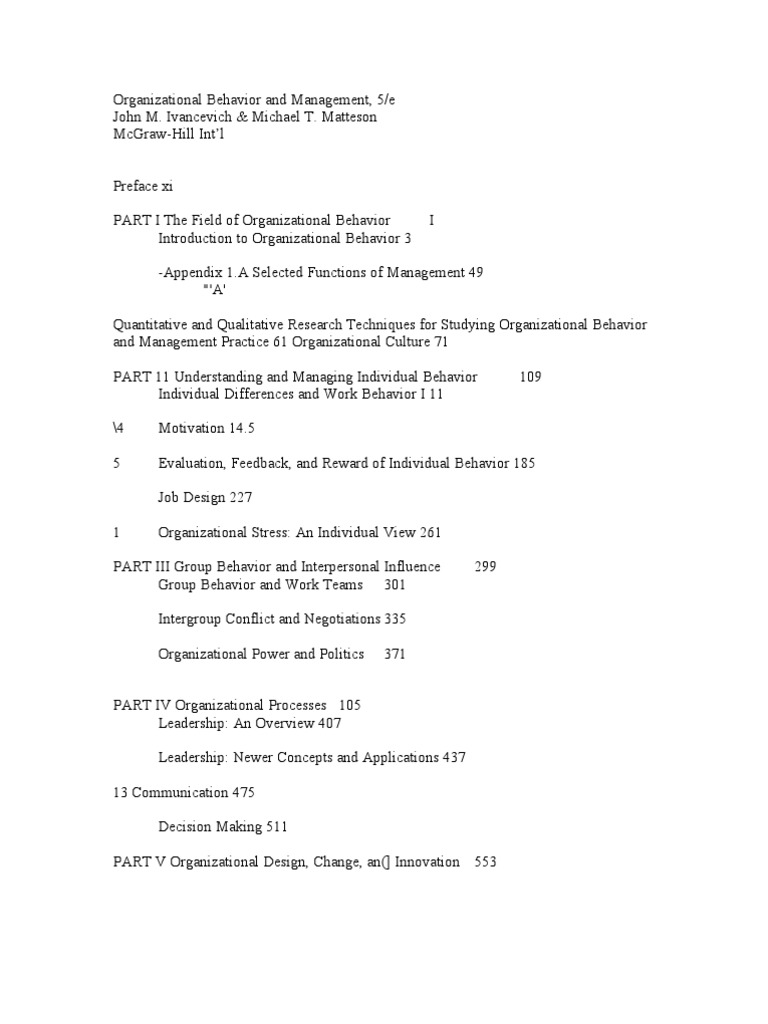 Organizational Behavior and Management Guide | PDF | Organizational ...