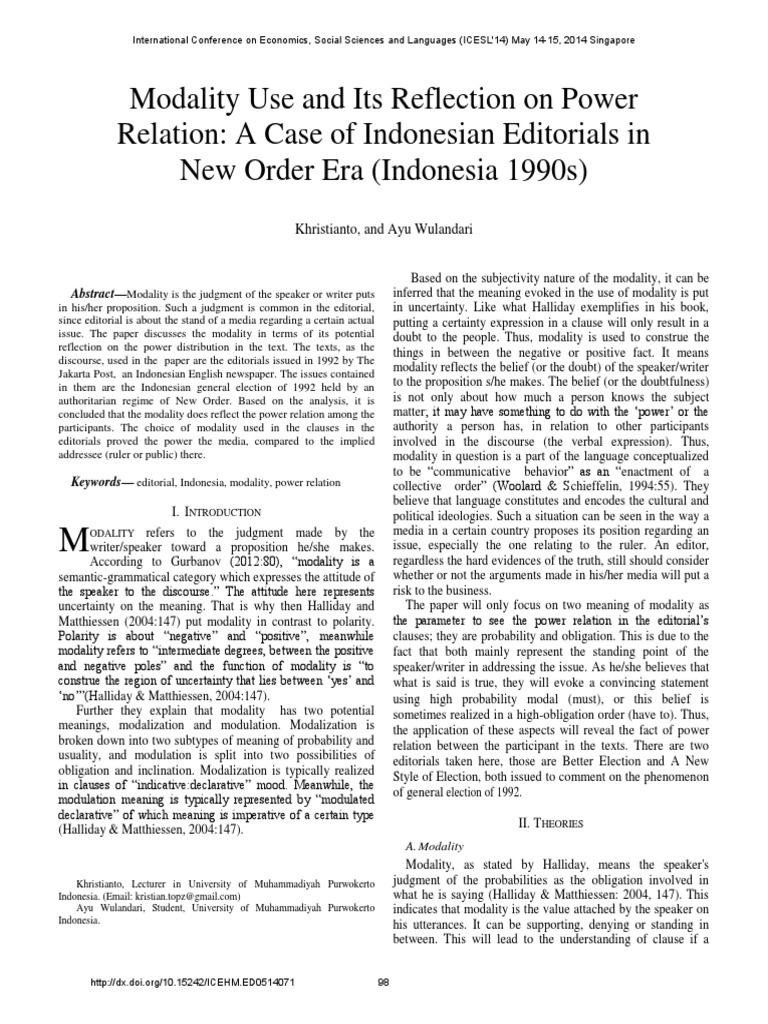 Modality Use and Its Reflection On Power | PDF | Modal Logic | Clause