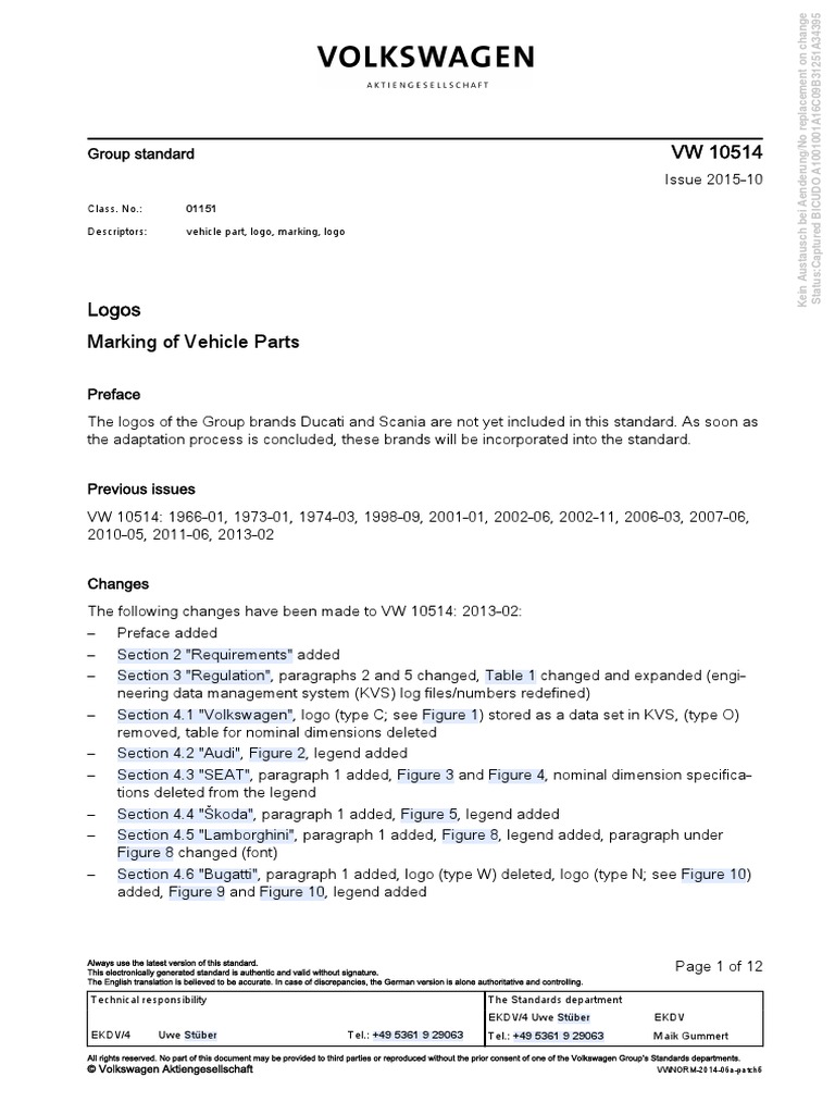 VW 10514 - VWSS-30000010830 - En1 - Ag - 0001 | PDF | Volkswagen Group ...
