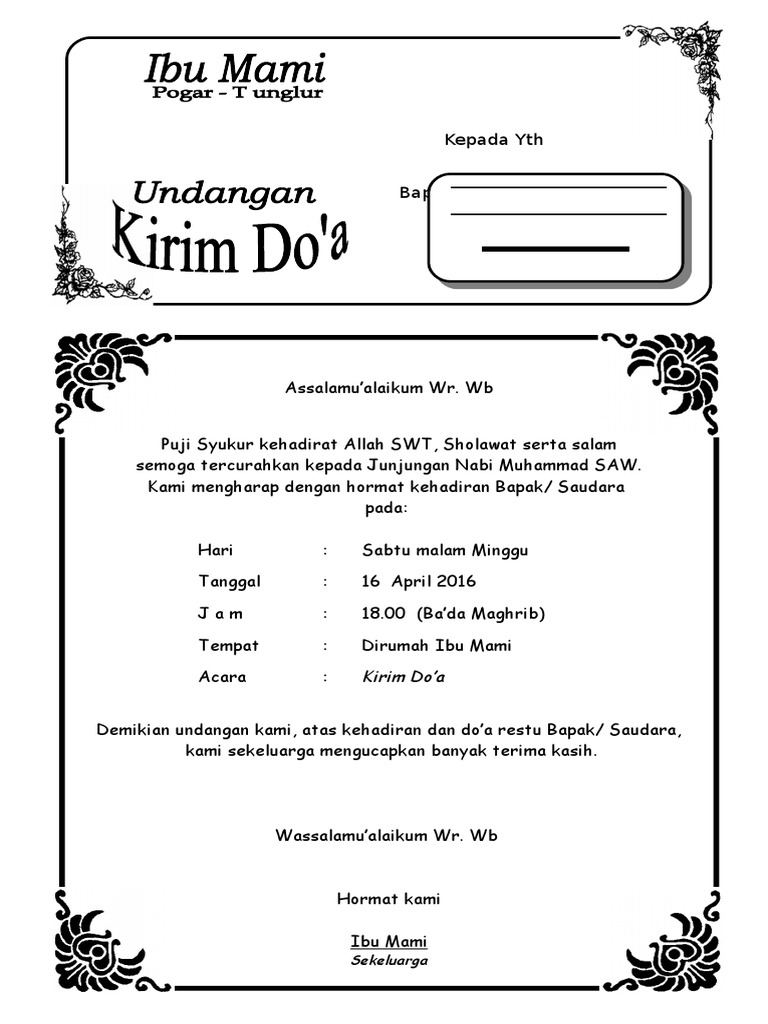 Undangan Frame Model 1 Tahlil | PDF