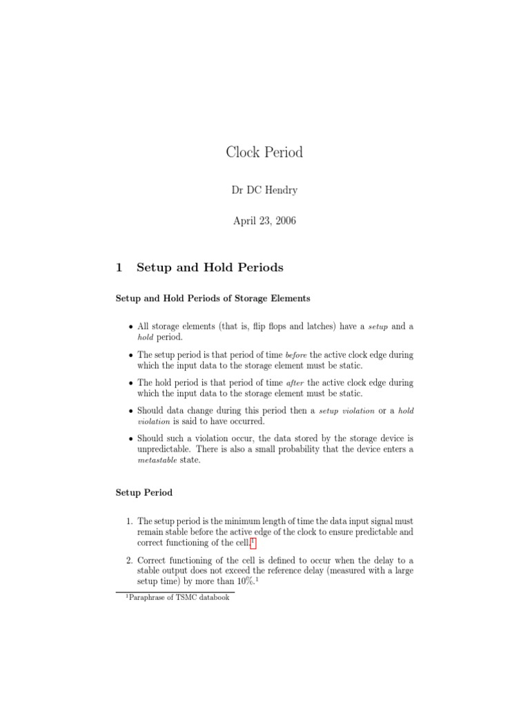 Clock Period: 1 Setup and Hold Periods | PDF | Logic Gate | Vhdl