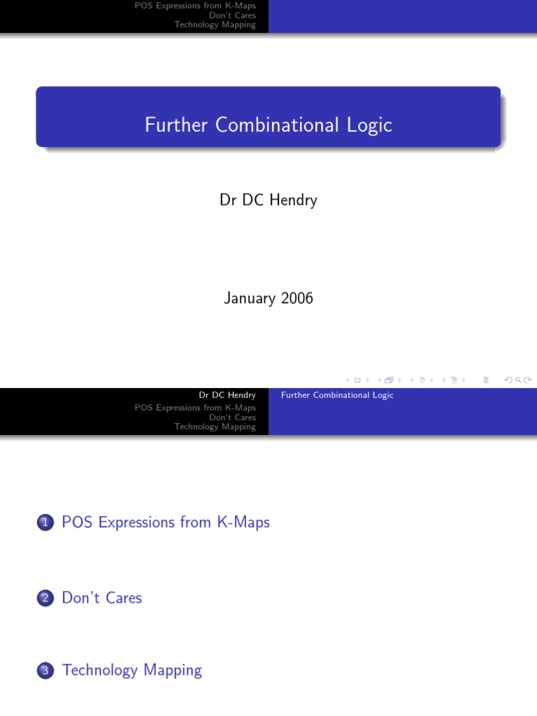 Further Combinational Logic: DR DC Hendry | PDF | Logic Gate | Theoretical Computer Science