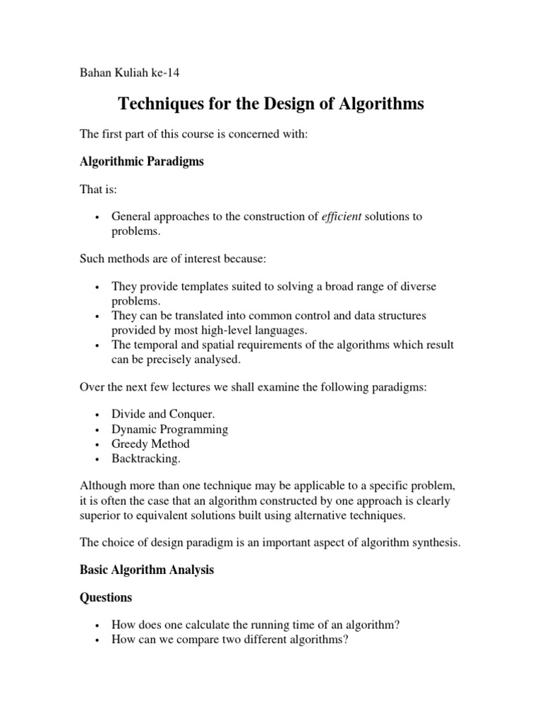 BHN Kuliah 14 - Techniques For The Design of Algorithm1 | PDF | Time Complexity | Mathematical ...