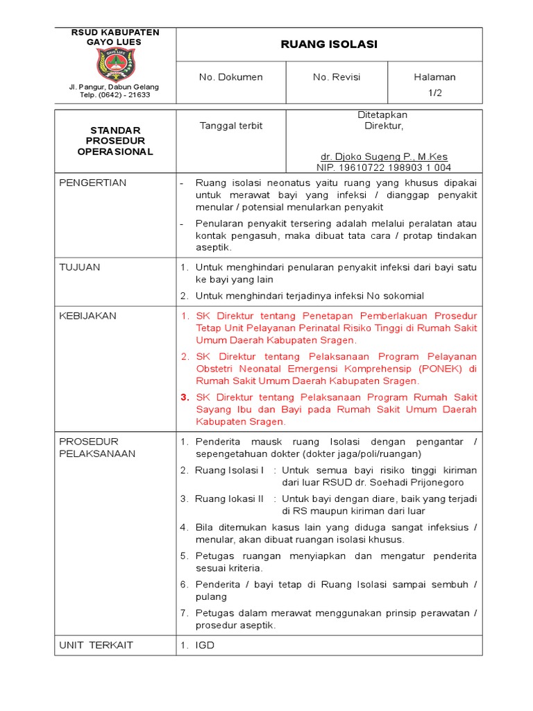 Spo - Ruang Isolasi | PDF