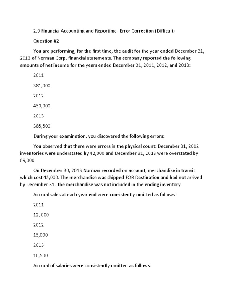 Error Correction Sample Problems | PDF | Depreciation | Expense