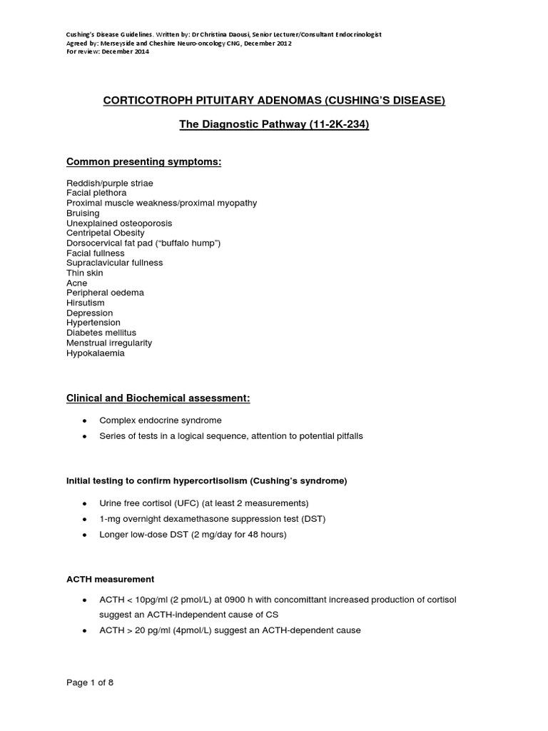 Pituitary Cushings MCCN Pathway | PDF | Human Anatomy | Organ (Anatomy)