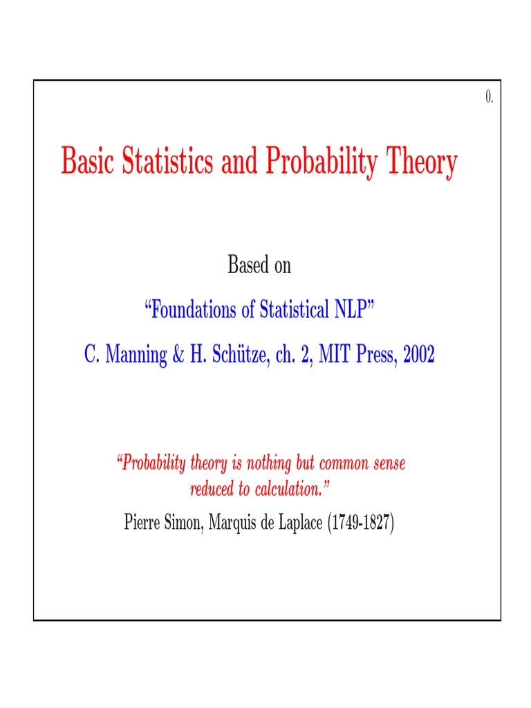 Basic Statistics and Probability Theory | PDF | Probability Theory ...