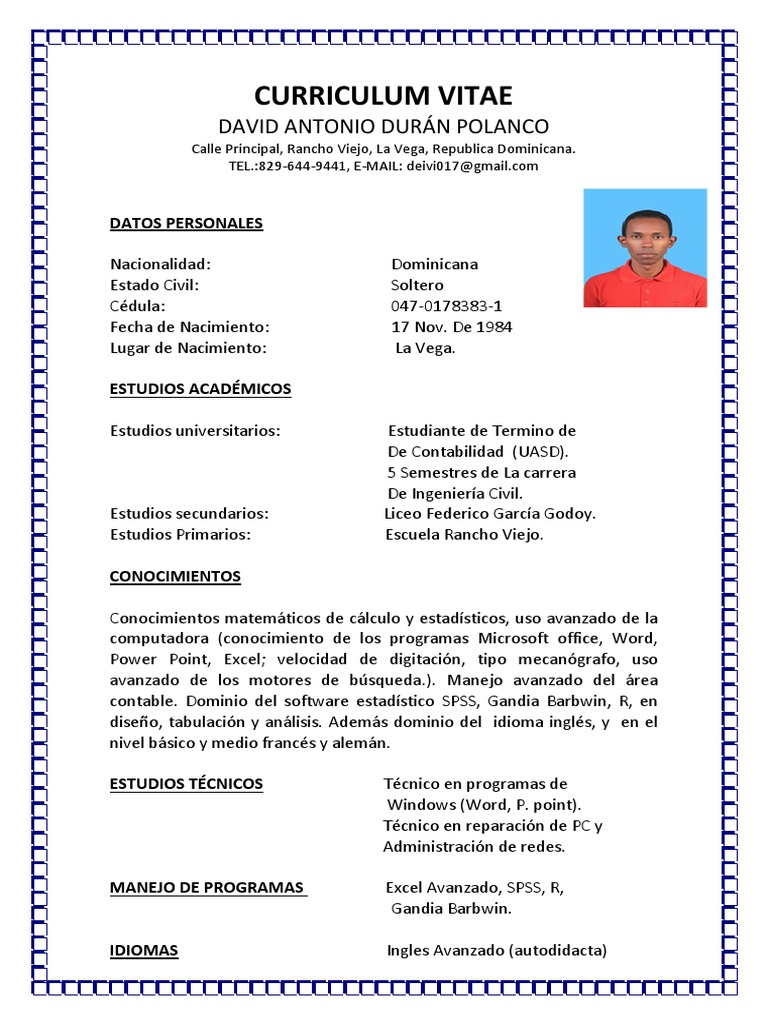 Curriculum Vitae-David 22 | PDF
