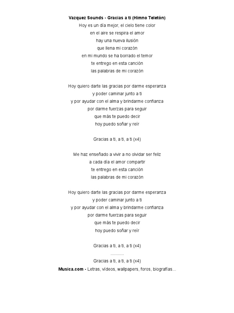 Letra de "Gracias a Ti" - Vazquez Sounds | PDF