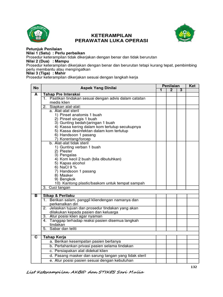 Checklist Perawatan Luka | PDF