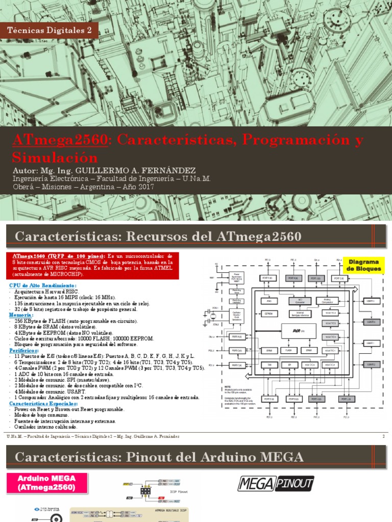 ATmega2560 Características Programación y Simulación | PDF | Microcontrolador | Arduino