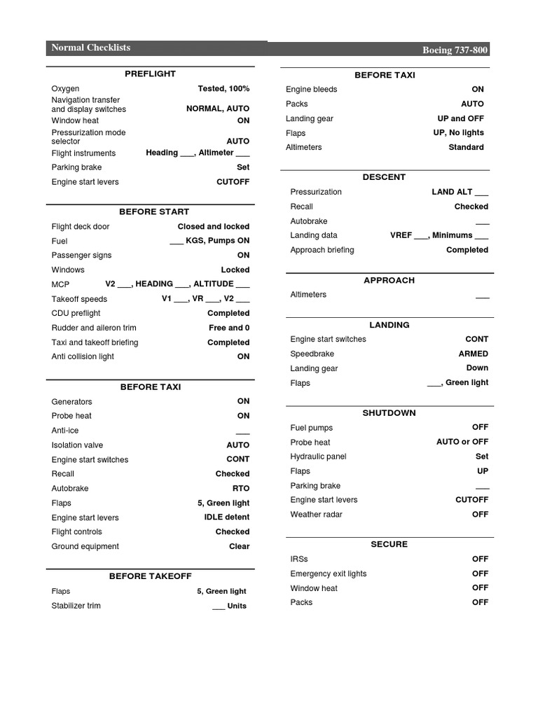 Boeing 737 NG Normal Checklist | PDF | Landing Gear | Flap (Aeronautics)